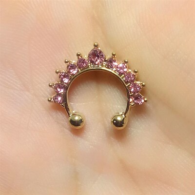 极速1Pc 10mm Fake Septum Piercing Nose Ring Hoop nose For Gi