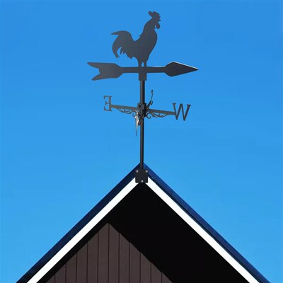 Rooster Shape Weathervane Weather Vane Black for Outdoor