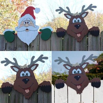 2022 Outdoor Garden Holidays Santa Claus Fence Peeker For