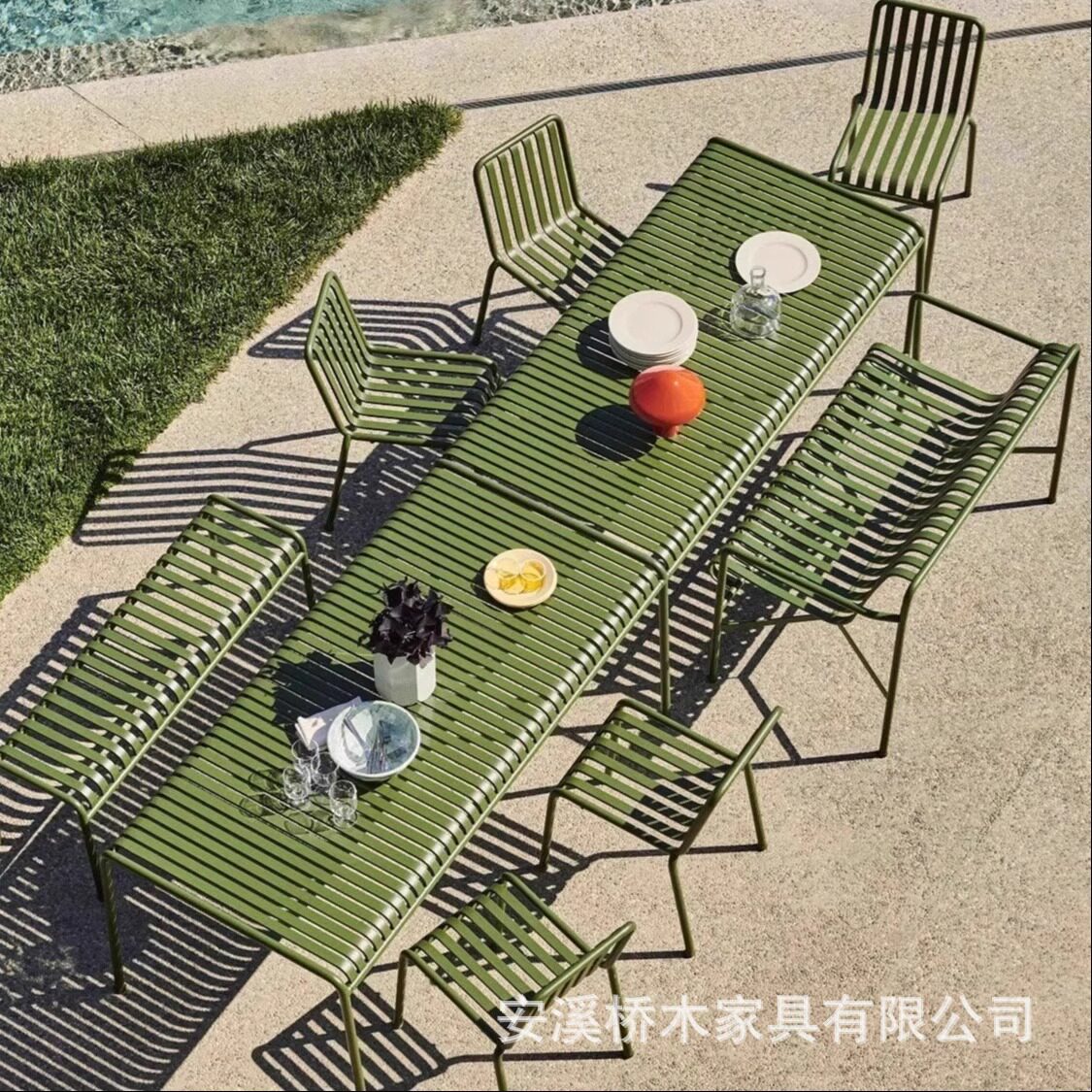 户外铁艺桌椅庭院套件室外桌简约露台茶桌阳台餐桌椅组合网红款
