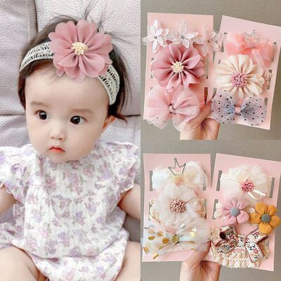3 Pcs/Set Floral Bows Baby Headband Dot Bowknot Haarband
