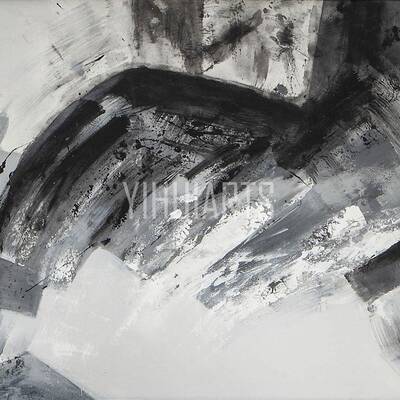 纯手绘YIHUI40抽象画厅装饰客画现代中卧室油玄关黑白式挂画