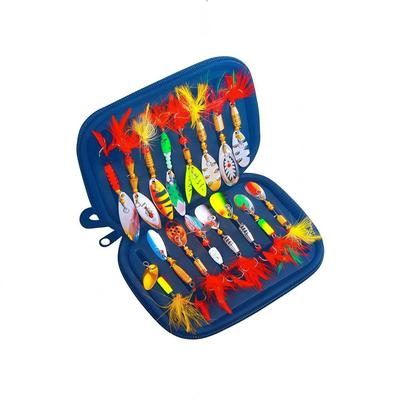 旋转亮片假饵16pcs噪音亮片组合鱼饵套装羽毛鱼饵亮片饵