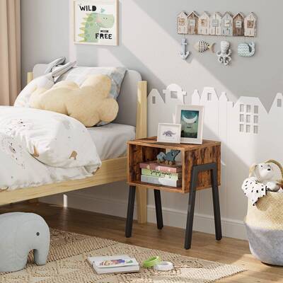 可堆棕柜叠客厅茶几边开桌放式储物架卧室床头金属88567支架乡村