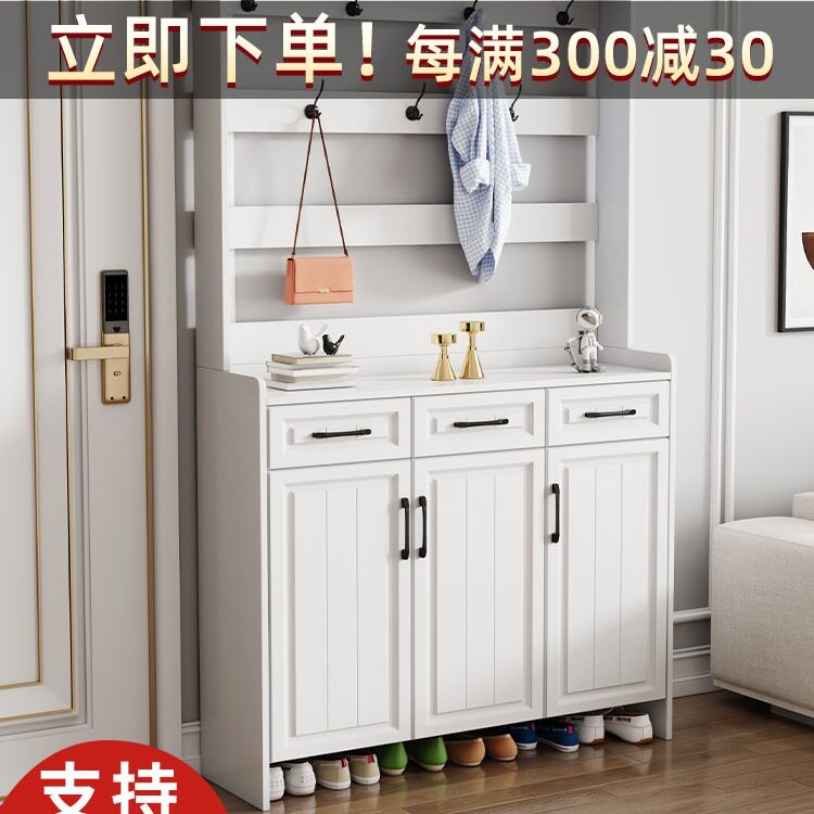 鞋柜家用门口大容量衣帽架玄关柜一体入户鞋柜阳台收纳柜入户鞋柜