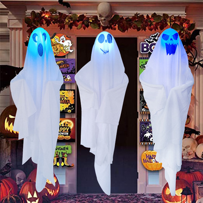 White Ghost Ornaments For Halloween Three-color Gradual Flas