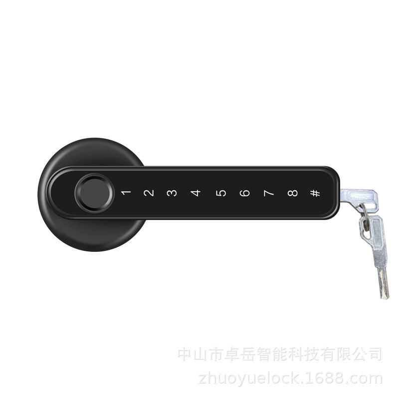 指纹锁分体室内木门房门办公卧室球形执手智能门锁通通锁厂家批发