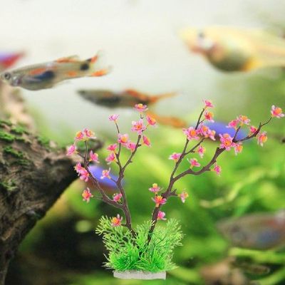 Fish Tank Landscaping Ecofriendly Plum Flower Fadeless