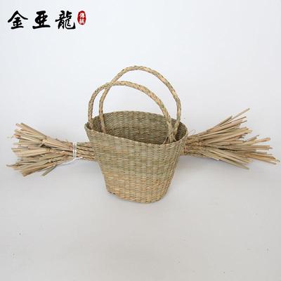 厂家山东博兴蒲草草编篮半品蒲草包手工编织工艺品玻璃套