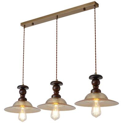 中风餐厅吊灯吊美式复古床头古小灯实木玻璃级感简约吧高台灯3710