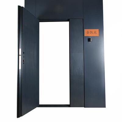 铸铝门浙江门业感应灯一门一景子母门单门防盗门挂式指纹锁