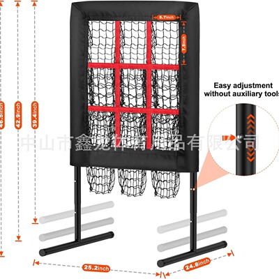 现货批发九宫格棒球网便携式 棒球投球练习网好球区投掷网