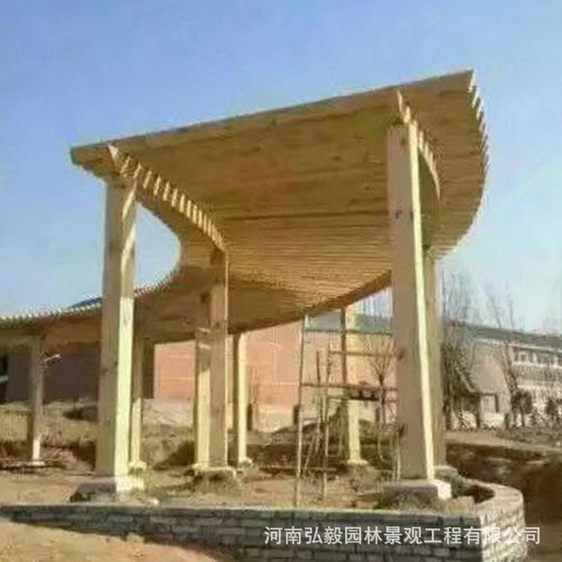 专业供应河南防腐木廊架 庭院碳化木廊架 景观廊架