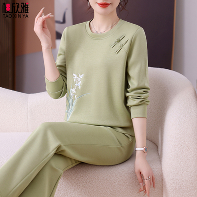 速发妈装套年洋气2024新款中老妈装春秋新中式国风装休闲卫衣