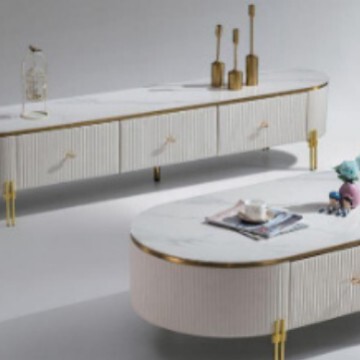 3159-770天然大理石茶几电视柜现代简约风地柜成套家具烤漆家用小