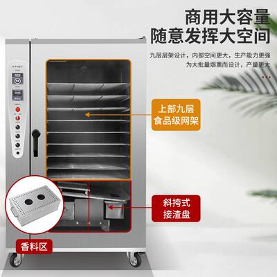 新款全自动熟炉食上色烟熏炉设备熏 NLO熏鸡熏鸭熏香鹅熏肠腊肉烟