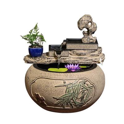新中式招财流水摆件家居玄关办公室桌面山水喷泉客厅循环水景观