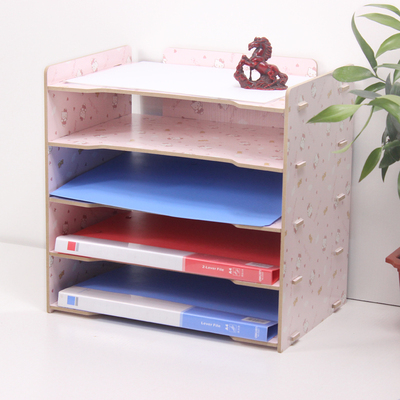 加厚木质桌面办公创意oA4文件架座框书本杂志多层资料整理收纳架