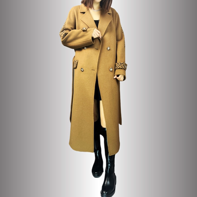 7113双面100纯羊毛大衣廓形韩版新款茧型大衣西装领澳毛加厚长款