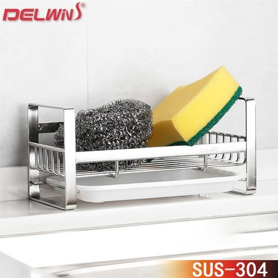 速发04不锈钢架槽沥海收纳水厨房水绵清洁抹布架水池台面收纳置物
