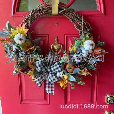 万圣叶节感恩圣诞节色圣装饰墙饰花UUX环霜诞南瓜秋花环挂件门饰