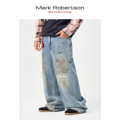 美式复古做旧水洗牛仔裤