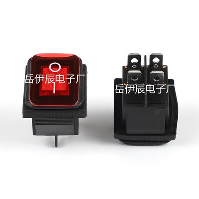 防水船型开关KCD4四脚二档带灯防水船型开关拍1发50银触点30A