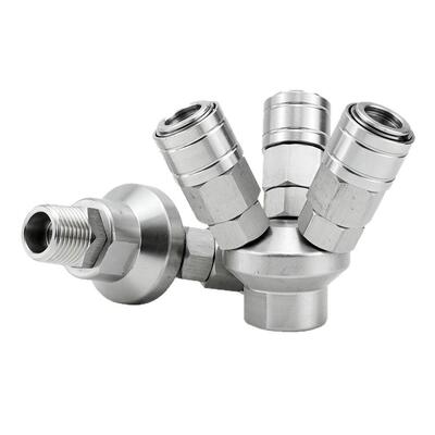 不锈钢自锁圆三通SMY外丝气动C式快速接头三插叉空压机SMV圆二通