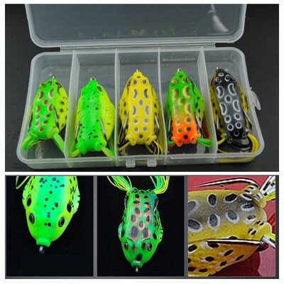 极速5PCs frog lure snakehead Fishing Bait Kit Trout Bass Bai