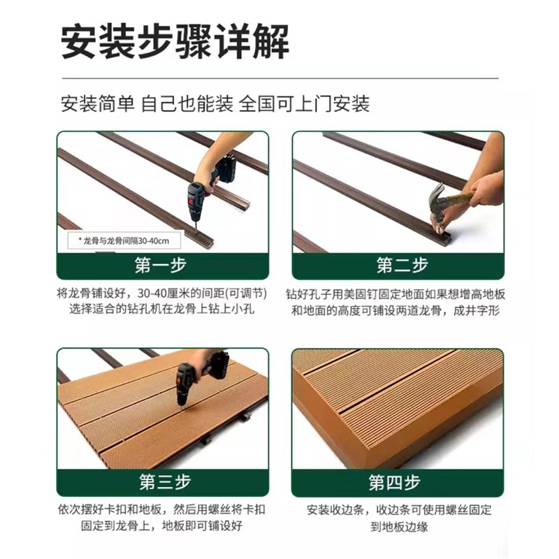 共挤塑木地板户外庭院露台共挤实心板圆孔木塑T防腐木公园栈道