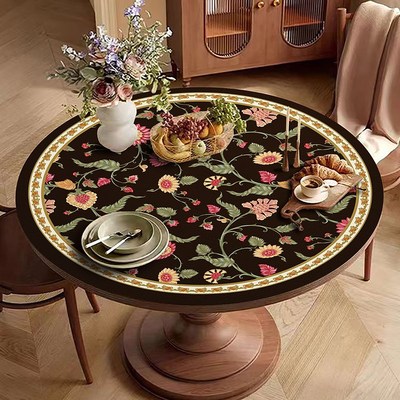 美式欧式圆桌垫桌布防水防油v免洗茶几垫布桌面防烫隔热皮革台面