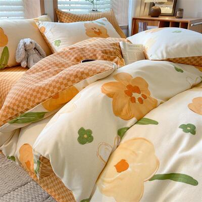 全棉磨11381毛四件套加厚被上套床单床纯棉100用品床笠三件通套南