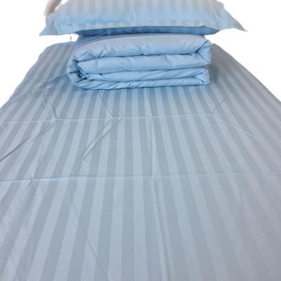 医院护理病床床单被罩枕套三件套养老院床上用品病房用床单白蓝缎