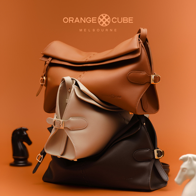 OrangeCube女包2026新款骑士包牛皮通勤腋下单肩大容量斜挎包
