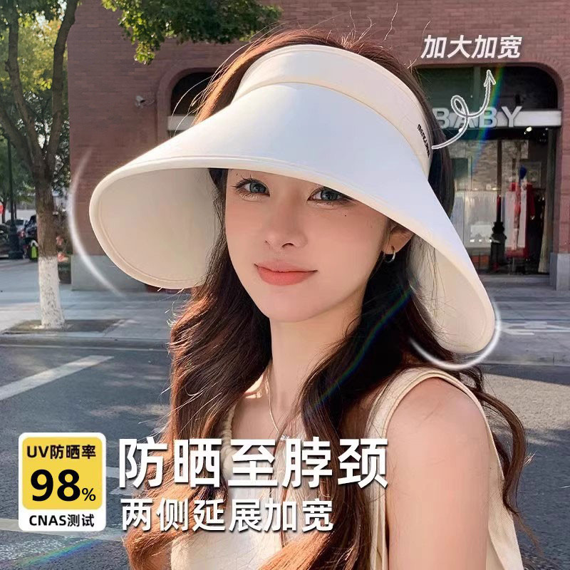 全脸防晒帽女夏季防紫外线加大帽檐空顶太阳帽子环绕式冰丝遮阳帽