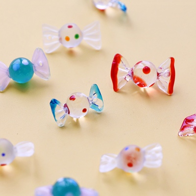 彩色波点糖果带孔diy配件琉璃