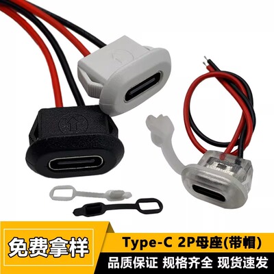 TYPE-C母座焊线USB C 手机充电口 TPC防水 typec2P直压尾插电源座