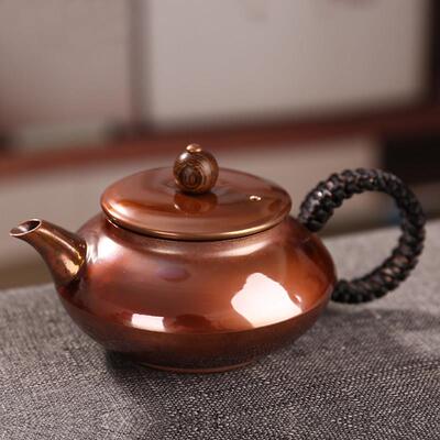 纯把手工小号铜壶纯铜带茶壶侧迷你茶壶把泡功夫茶壶XEW覆古小泡