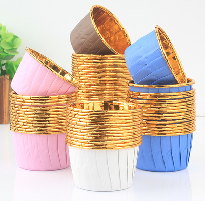 50pcs Muffin Paper Cups Gold Cupcak Liner Cake Wrappers Baki