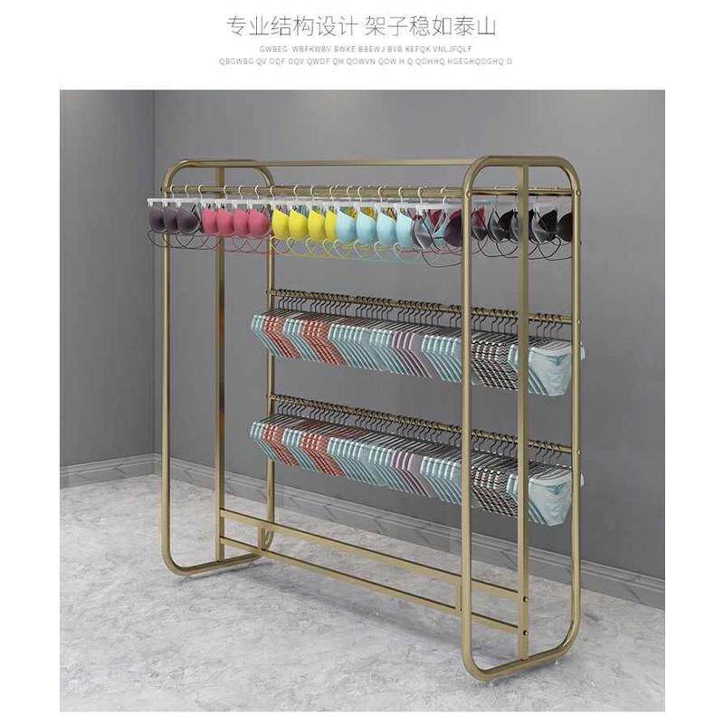 内衣店中岛架双杆面文胸内裤睡衣货架多层双排泳衣泳裤展示架金色