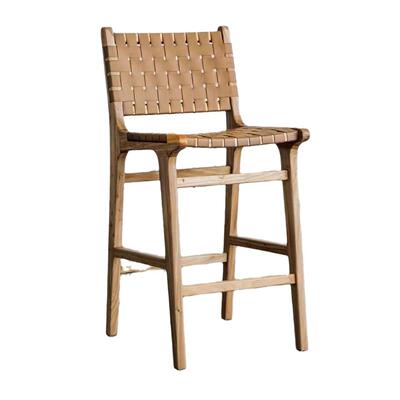 FD18-6马皮鞍背餐轻椅家用靠休闲单人椅编织FD18-6实木椅子复古奢