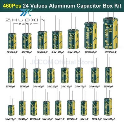 460PCS绿色高频直插铝电解电容套件24种规格阻值6.3V-50V已售