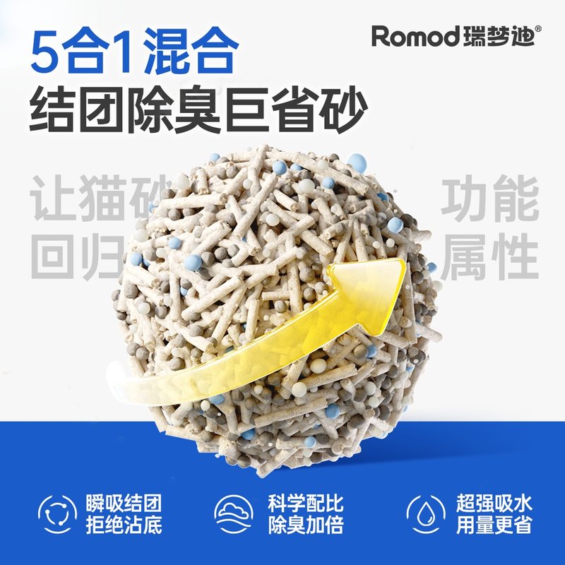 瑞梦迪【5合1植物混合猫砂】10包除臭豆腐木薯混合猫砂低尘不粘底