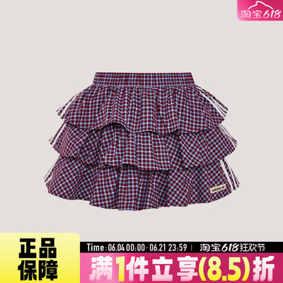 adidas阿迪达斯三叶草PLAID SKIRT女子运动休闲百褶半身裙KU9399