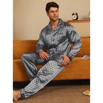 E 89068 Men Homewear Sleepwear Set Silky睡衣套装