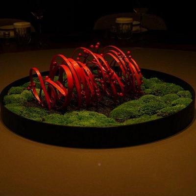 酒店圆桌桌转盘摆件餐中花间摆花艺圆形XXD微缩景观轻奢桌创意花