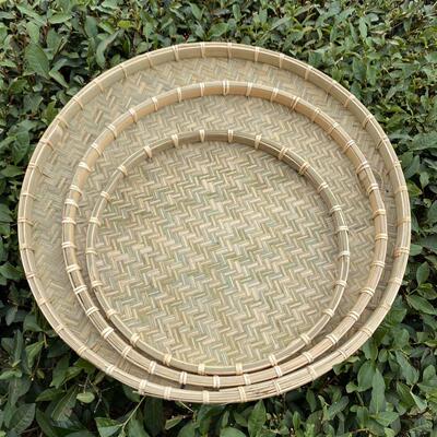 全竹青竹簸箕头层竹底青竹皮制圆手工品竹皮藤编竹青竹筛竹编平手