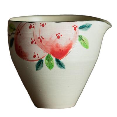 且来手粉桃日公道杯诧寂风式分茶器PZV绘家功夫粗用陶匀茶杯茶道