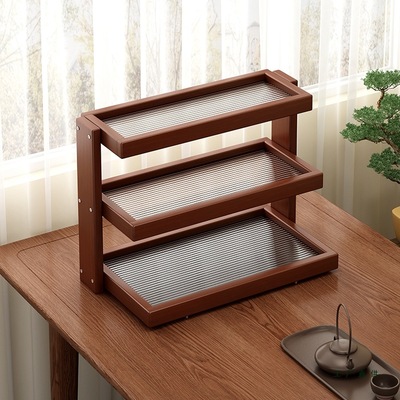 桌面茶杯收纳置物架茶室茶桌小型博古架茶台茶具紫砂壶摆放展示架