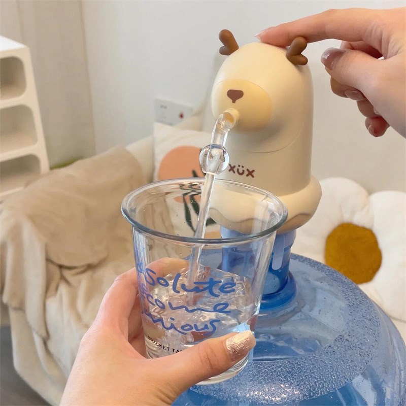 小鹿头桶装水抽水器饮水机按压取水神器电动N压水器可爱水泵吸水